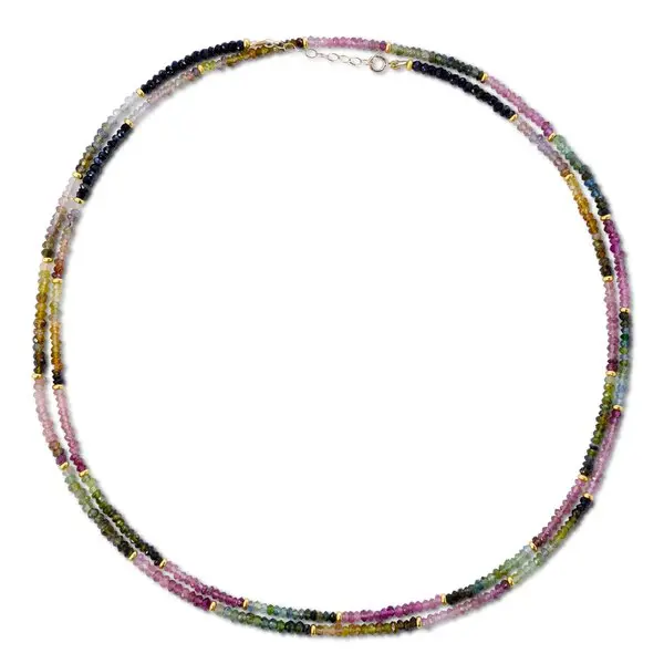 BOMBYX HOUSE Rainbow Tourmaline Gold Bead Double Long Necklace - Yellow