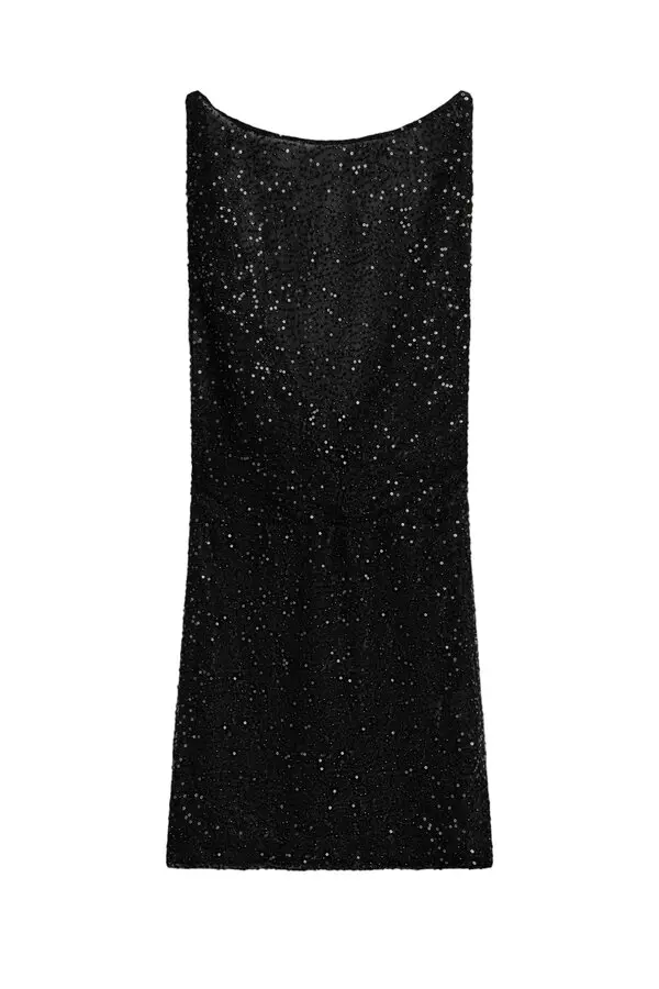 NOCTURNE Sequin Open Back Mini Dress