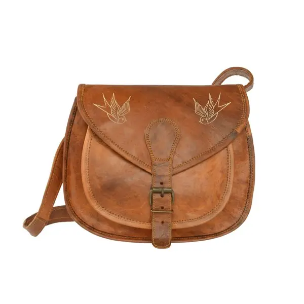 VIDA VIDA Swallow Design Vintage Saddle Bag S - Brown