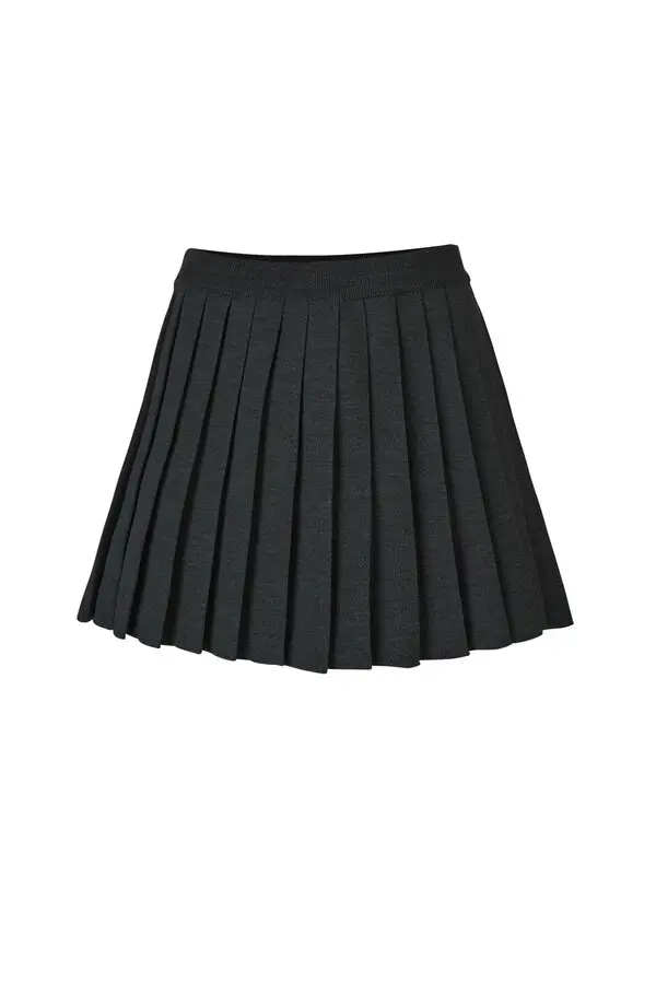 SALANIDA Piccolo Pleated 100% Merino Mini Skirt - Black