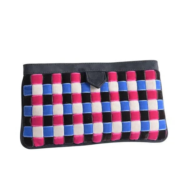 VELVET ATELIER Alhena Fuchsia Checks Pochette - Pink
