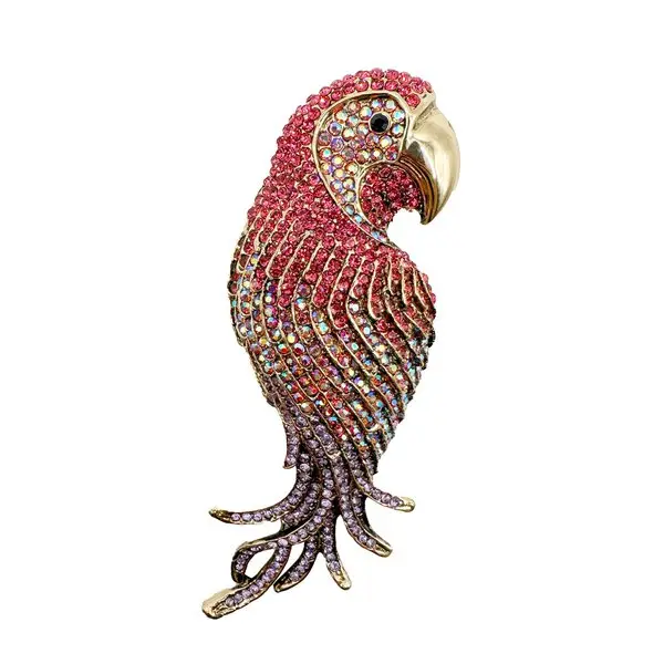 OUTOFOFFICE Parrot Gemstone Statet Brooch - Pink