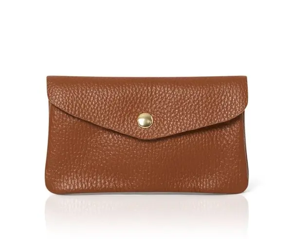 BETSY & FLOSS Medium Popper Leather Purse In Tan - Brown