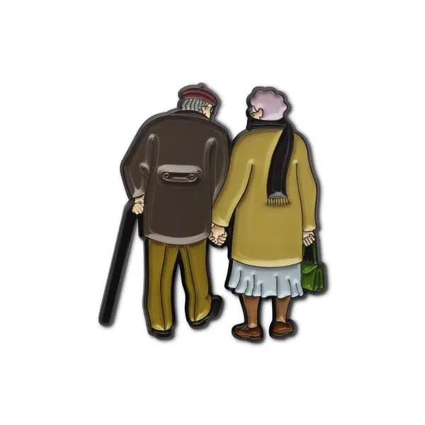 MAKE HEADS TURN Brown / Black Enamel Pin Timeless Lovebirds - Brown/black