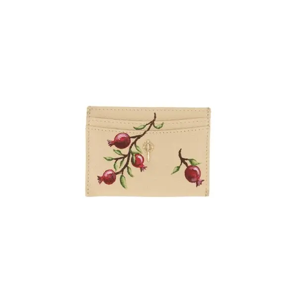OTRERA Card Holder Beige Hand Painted - White
