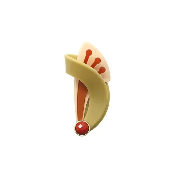 GISSA BICALHO Neutrals Handmade Acrylic Brooch Flower Dual Khaki - Yellow
