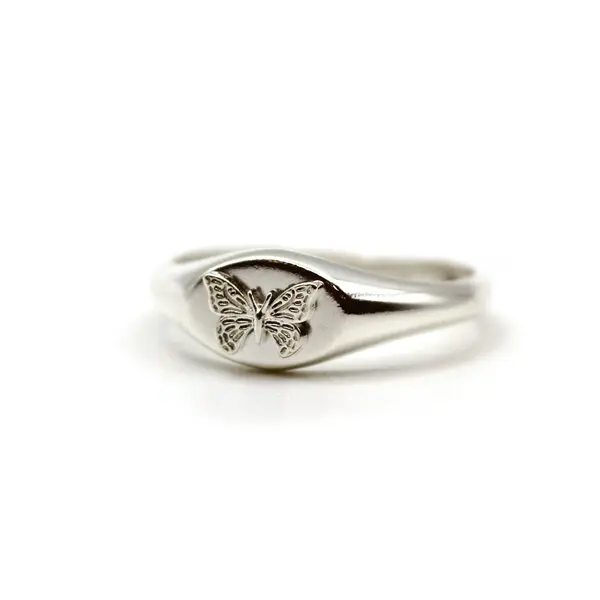 VICSTONENYC FINE JEWELRY Sterling Butterfly Signet Ring - Silver
