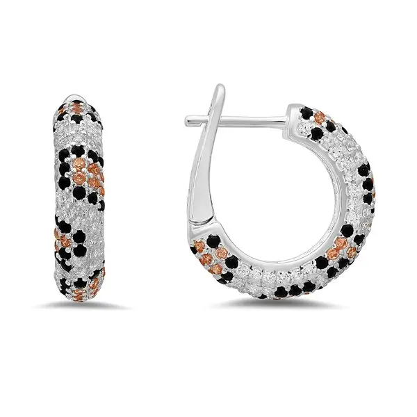 KYLIE HARPER Leopard Skin Pave Diamond Cz Hoop Earrings In Sterling - Silver