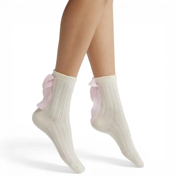 HIGH HEEL JUNGLE BY KATHRYN EISMAN Mel Bow Socks Ivory - White