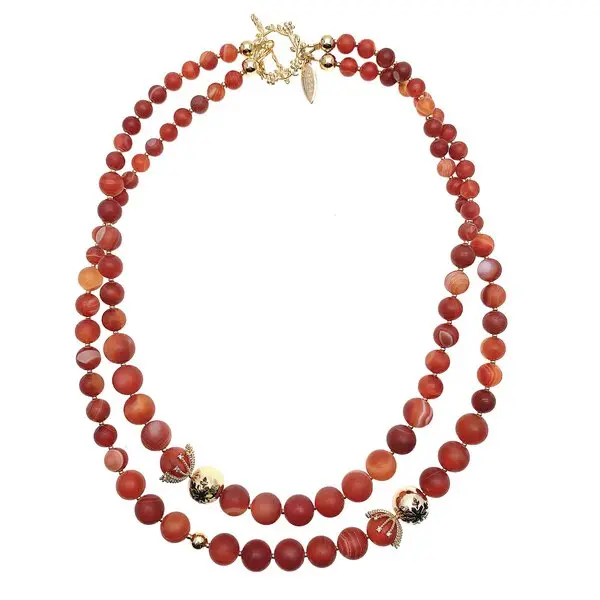 FARRA Christmas Agates Double Strands Necklace - Red