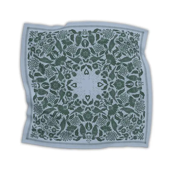 SILK&SOUL Bird Scarf - Blue