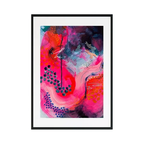 Jessica Slack Studio Pink / Blue Sun Salutations Large Abstract Print - Pink/blue