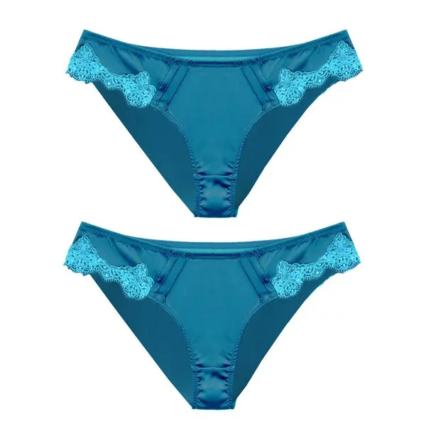 TALLULAH LOVE Two X Opulent Lace In Peacock Briefs - Blue