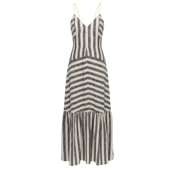MIRIMALIST Slate Striped Maxi Dress - Grey