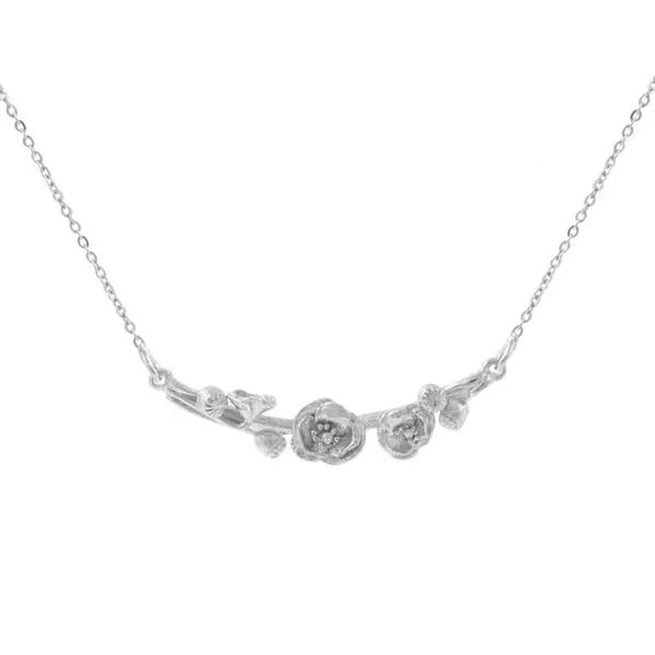 LEE RENEE Poppy & Poppy Seedpod Necklace - Silver
