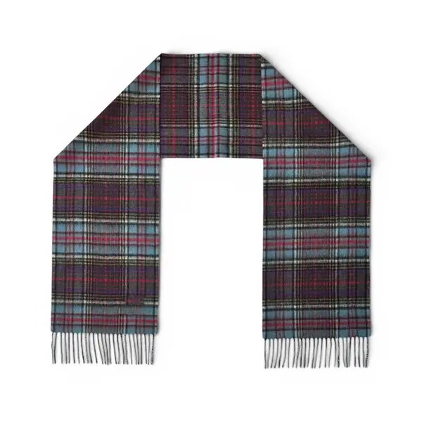 LOOM & COVE Anderson 100% Lambswool Tartan Scarf - Blue