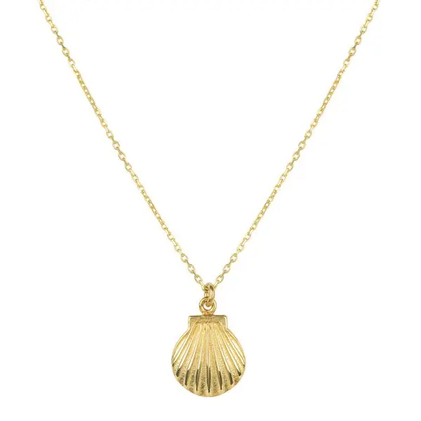 LATELITA Cast Scallop Shell Shaped Mini Sterling Silver Necklace In Plating - Gold