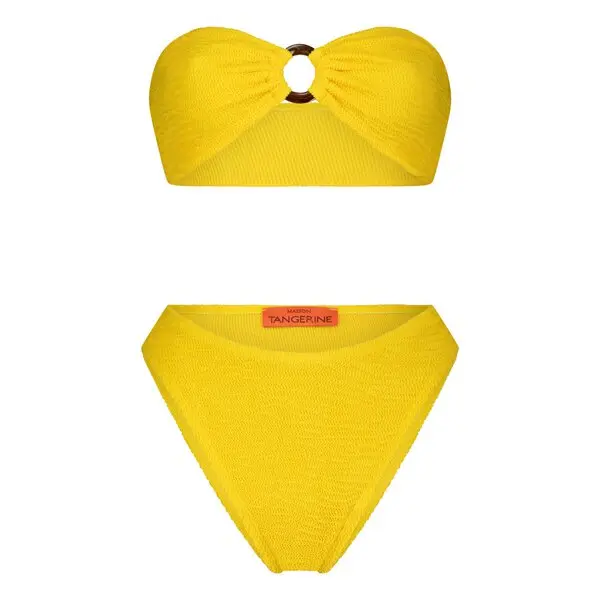 MAISON TANGERINE Santorini Crinkle Swimsuit Lemon Bikini - Yellow