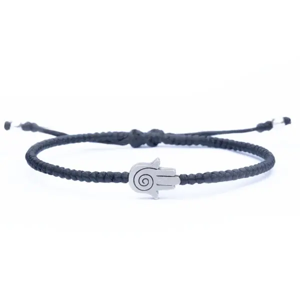 HARBOUR UK Sterling Silver Hamsa Charm Bracelet - Black