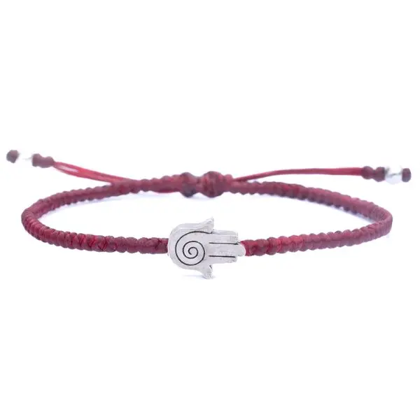 HARBOUR UK Sterling Silver & Rope Hamsa Bracelet - Red
