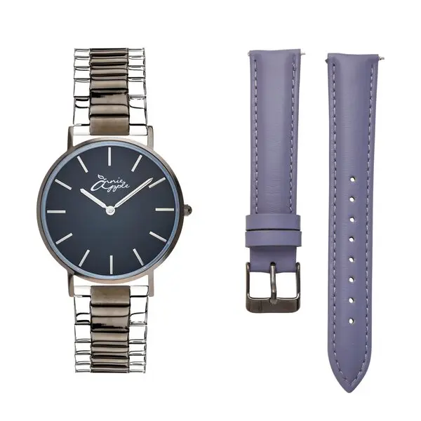 BERMUDA WATCH COMPANY Annie Apple Jumeirah Silver Gunmetal Grey Interchangeable - Gray