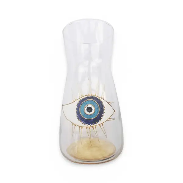 CASA DUNIYA Nora Hand-painted Evil Eye Carafe - White