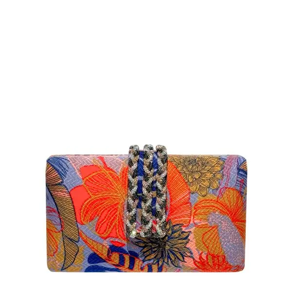 SIMITRI Saffron Braided Fringe Clutch - Orange