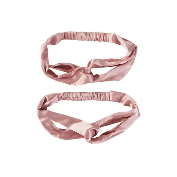 SOFT STROKES SILK Pure Mulberry Silk Turban Style Headband Set Of Two Dusty Rose - Pink
