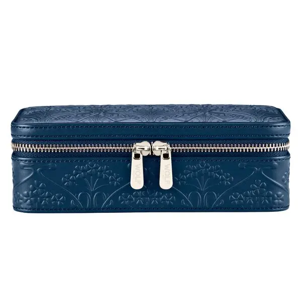 Wolf Liberty Medium Jewellery Zip Case Navy - Blue