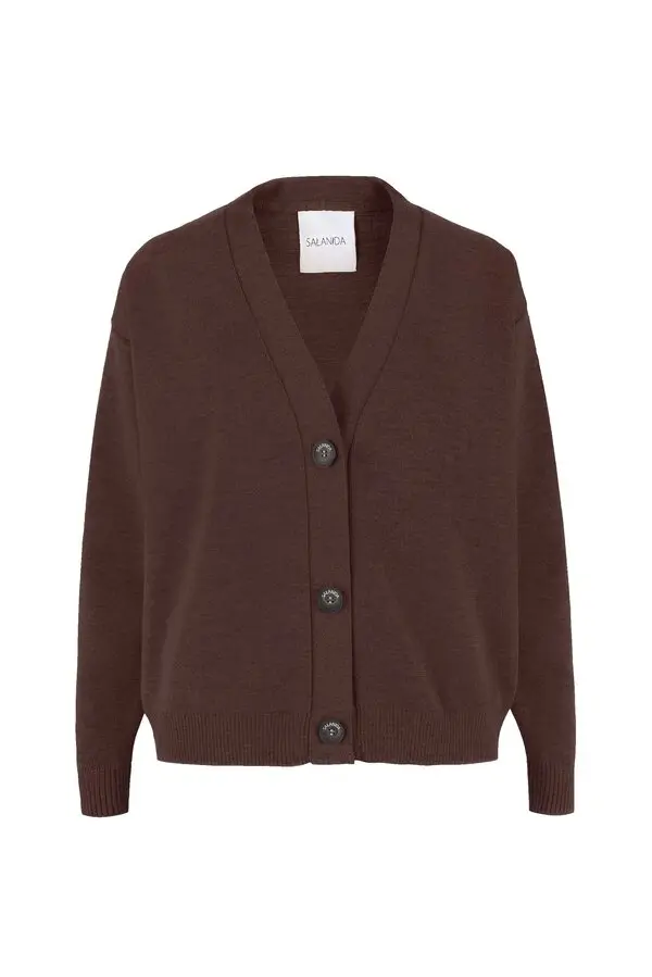 SALANIDA Bene 100% Merino Cardigan Chocolate - Brown