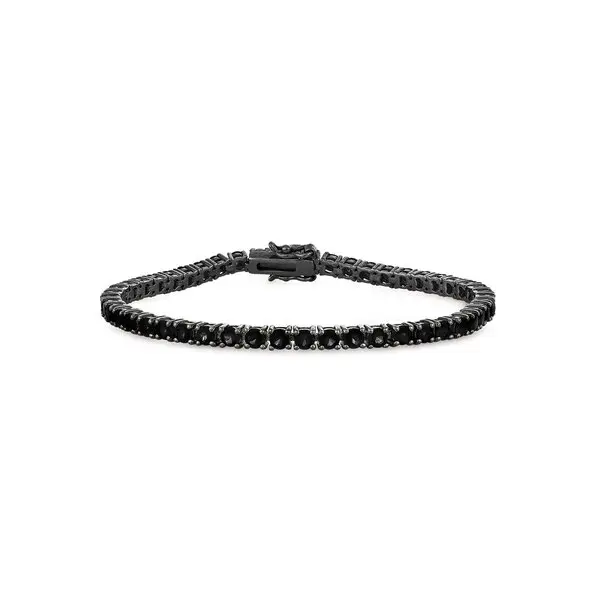 SALLY SKOUFIS Rebel Bracelet With Made Cz Diamond Stimulant In Sterling Silver & Premium Rhodium - Black