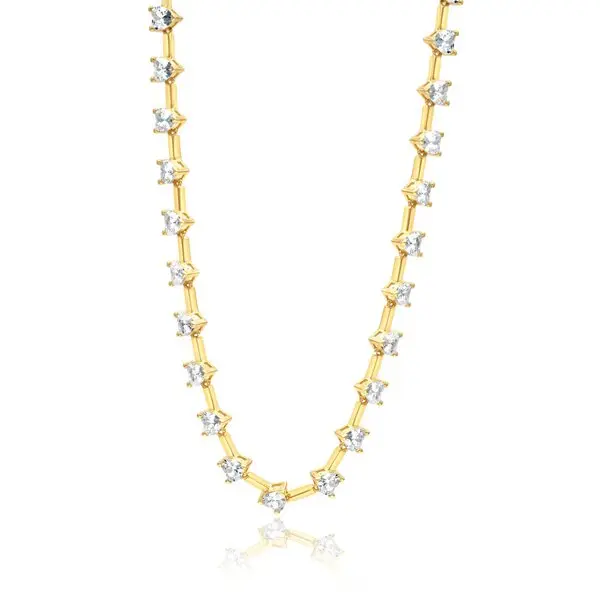 SHYMI Heart Shaped Bar Tennis Necklace - Gold