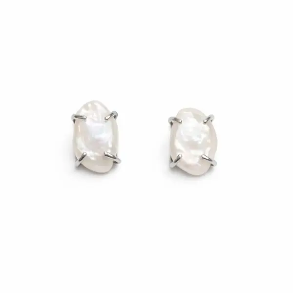 PEARL CODE Rozeta Sunrise — Ancient Symbol Keshi Pearl Earrings - White