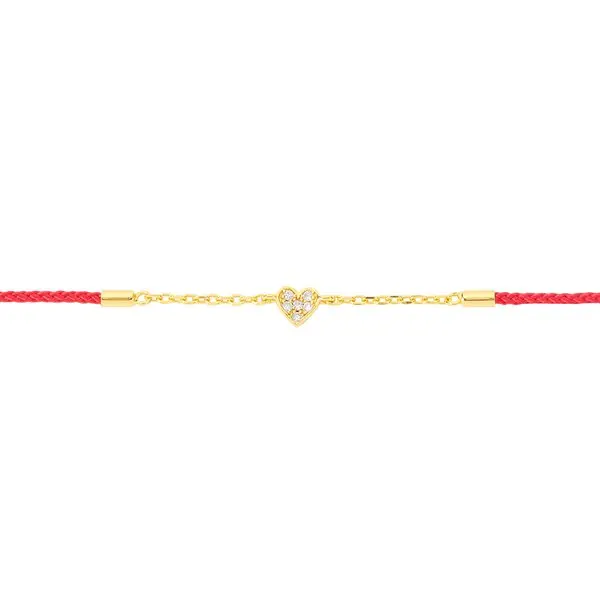 BLOOMTINE | EARTH ANGEL HQ Red / Gold Mini Gold Heart With Durable Red Silk Thread Bracelet - Red/gold