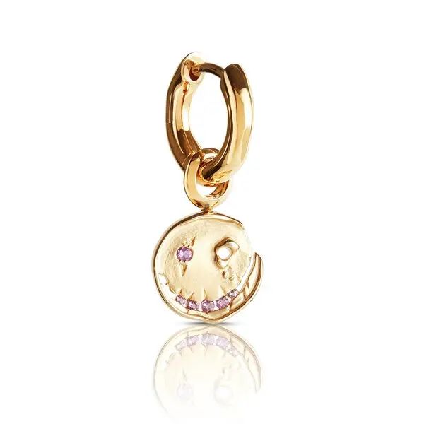 KASUN LONDON Smile Hoop Earrings – February – Amethyst – Plated - Gold