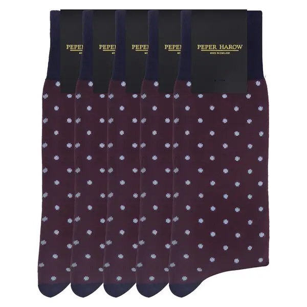 PEPER HAROW - MADE IN ENGLAND Grooms’s Socks Bundle Pin Polka Burgundy - Red