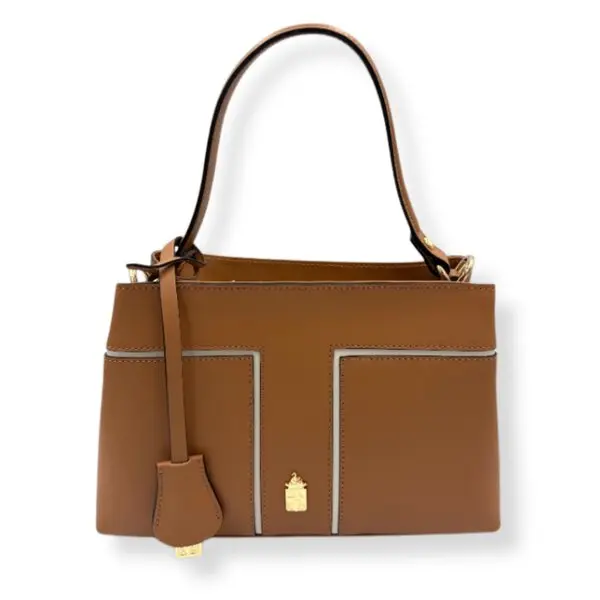 FRANCHETTI BOND Gio Italian Leather Classic Tan & Cream - Brown