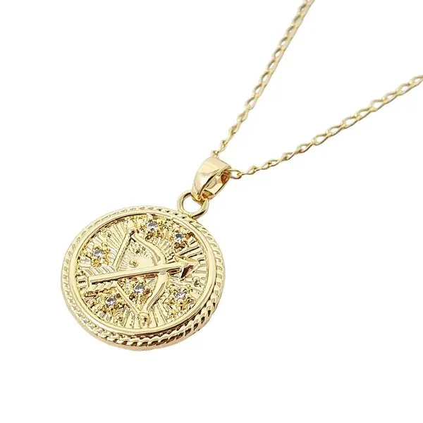 HARFI Sagittarius Plated Zodiac Astrology Pendant Charm Necklace - Gold