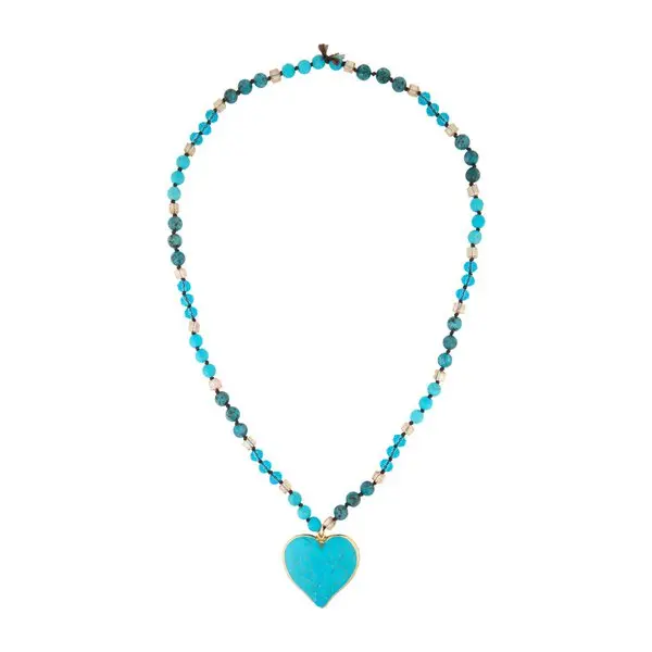 Saachi Heart Stone Beaded Turquoise Necklace - Blue