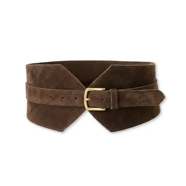 JUAN-JO Dark Suede Wide Belt - Brown