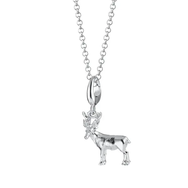 LILY CHARMED Sterling Christmas Reindeer Charm Necklace - Silver