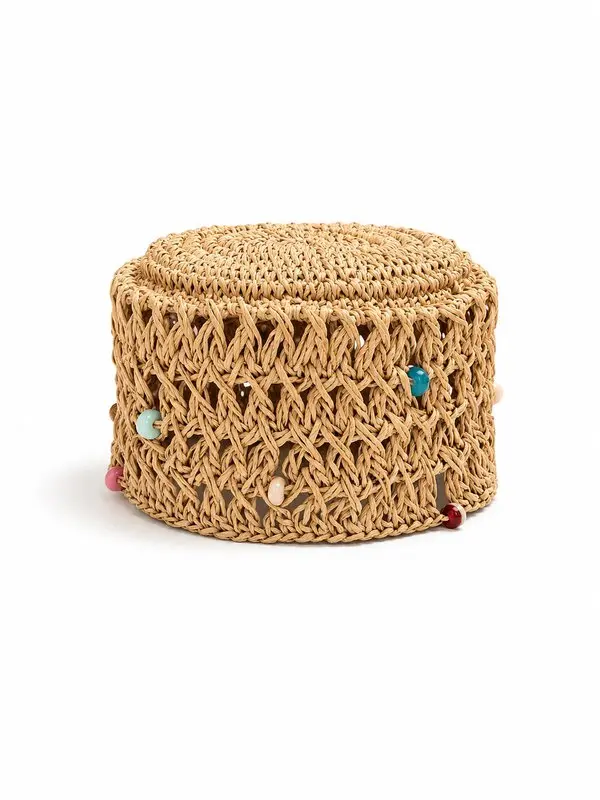 BINGIN DIARIES Neutrals Handmade Open Weave Pillbox - Yellow