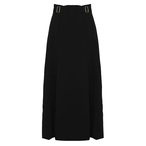 THE EXTREME COLLECTION Midi Skirt With High Waist And Gold Buckle Details Jet Petra - Black