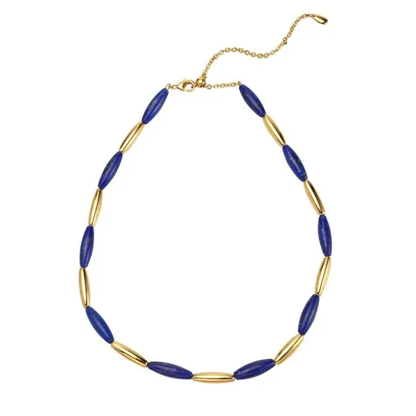 RETRO CHIC Blue / Gold Ishtar Goddess Necklace - Blue/gold
