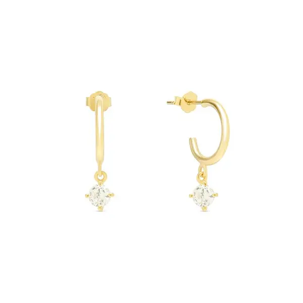 ESTERAH Solitaire Drop Hoops - Gold