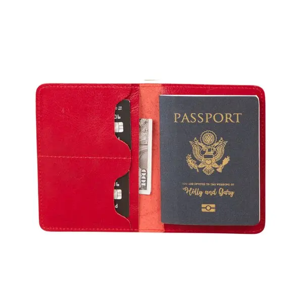 LEATHERE Leather Passport Holder Milan - Red
