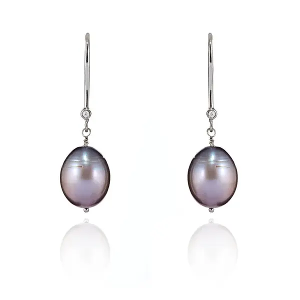 KAIZARIN Grey / Silver Dark Grey Pearl Earrings - Grey/silver