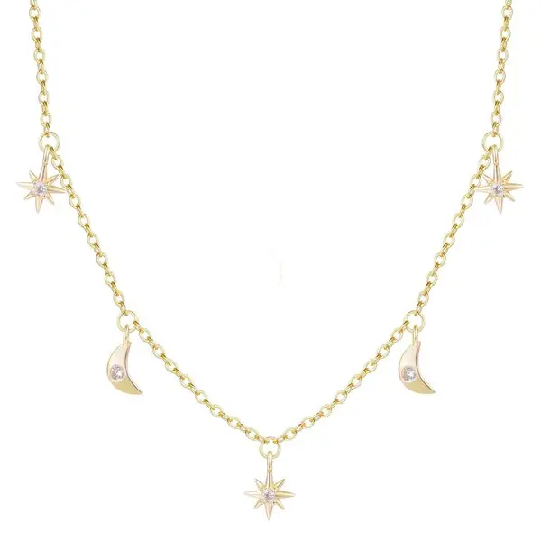 KAMARIA Moon & Stars Celestial Layering Necklace - Gold