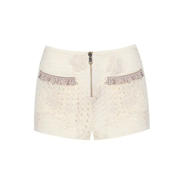 YORSTRULY Chelsea Shorts Colour Cream Shorts With Flowers - White