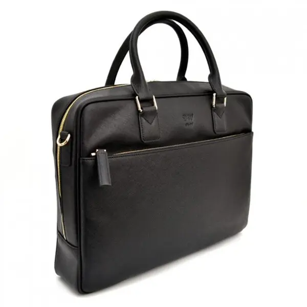DAVID WEJ Saffiano Leather Briefcase